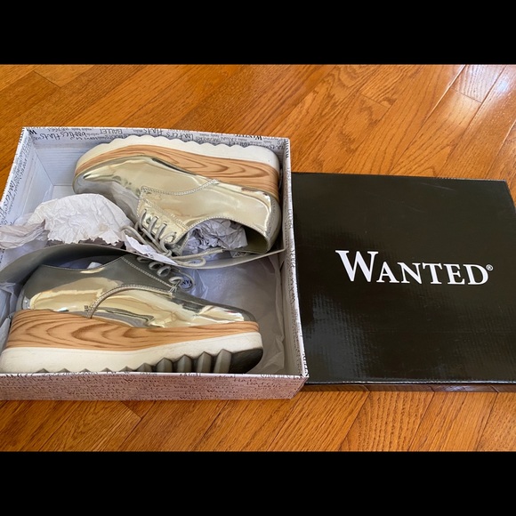 Wanted | Shoes | Wanted Lace Up Platform Metallic Shoes | Poshmark